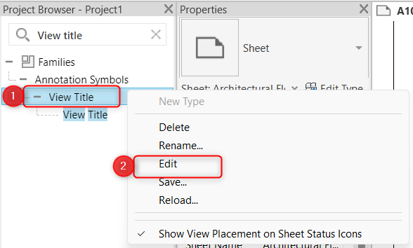 How to modify viewport title and scale text properties in Revit
