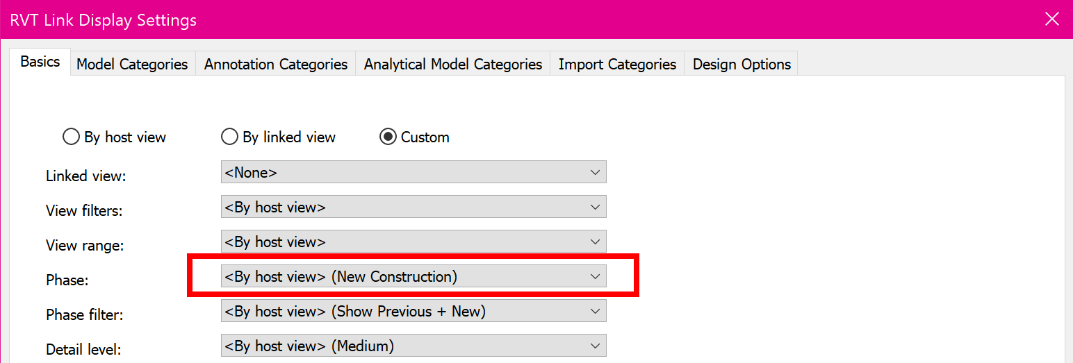 Wrong display of phases within linked files in Revit