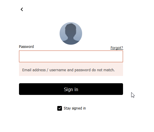 "Email address / username and password do not match" when signing into ...