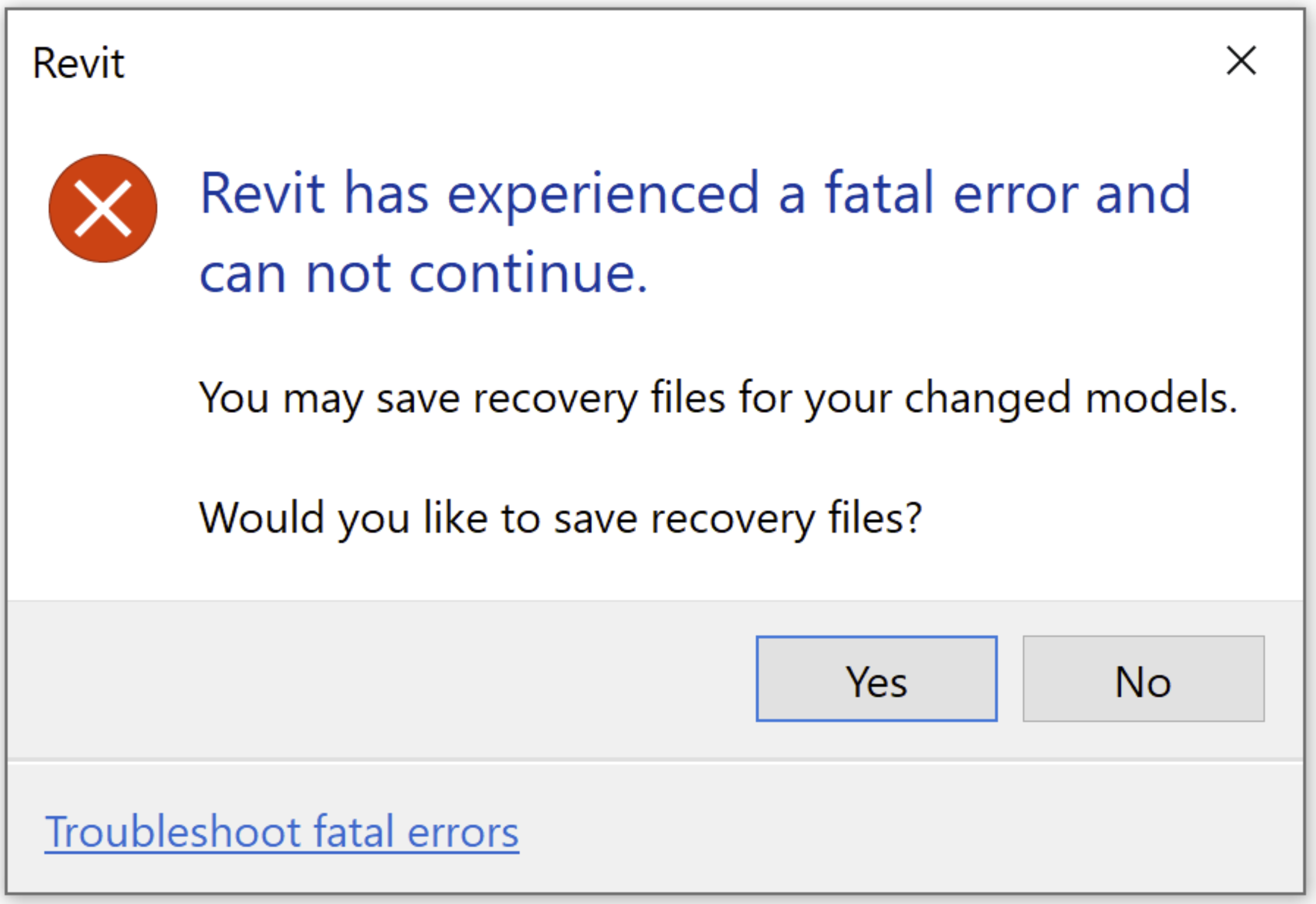 "Fatal error" when editing lines in a Revit cloud worksharing model