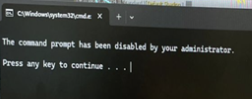 File Archive message "The Command prompt has been disabled by your administrator" in 3ds Max