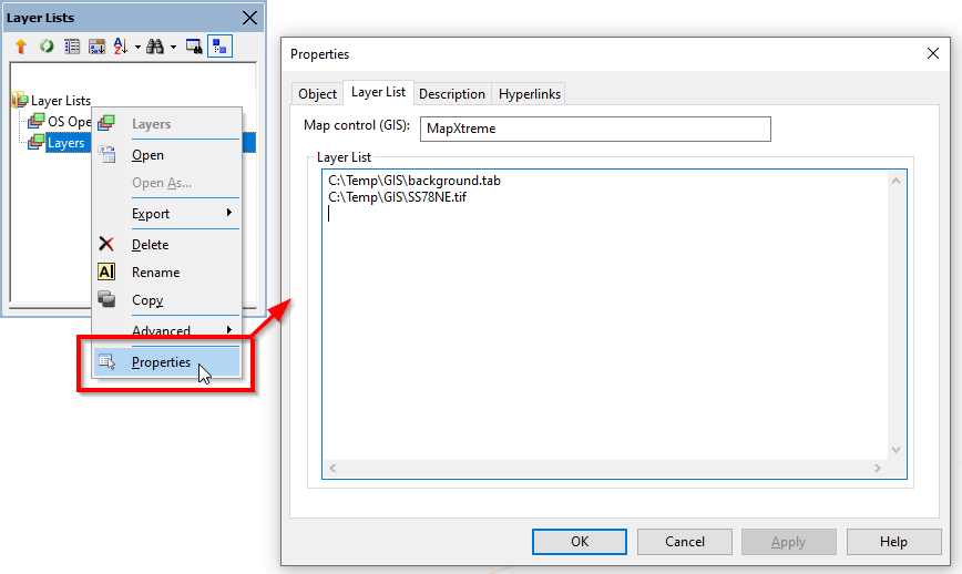 Reassigning Layer List paths in InfoAsset Manager, InfoWorks ICM, and InfoWorks WS Pro