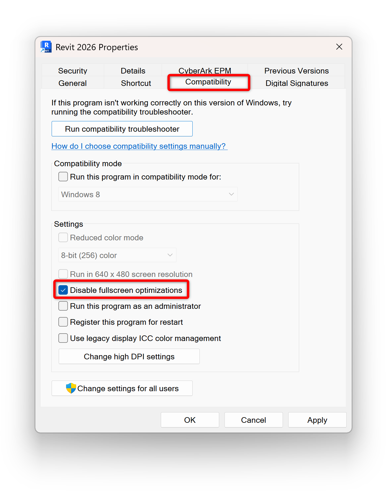 Revit 2025 or 2026 hangs on Splash screen in Windows 11 24H2
