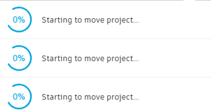 Project transfer stuck when trying to transfer from Single-User Storage to Fusion Team hub