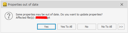 "Some properties may be out of date..." do not appear when opening Inventor file directly in ...