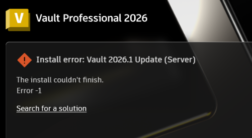 Vault: "The installation couldn't finish. Error -1" message when ...