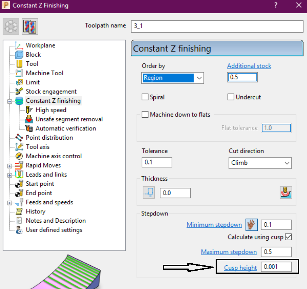Unable to consider minimum stepdown value on the chamfer surface of the ...