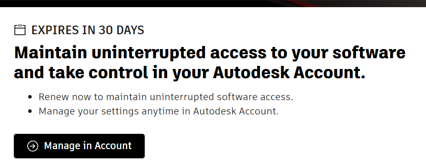 "Your subscription expires soon" appears when launching Autodesk Software