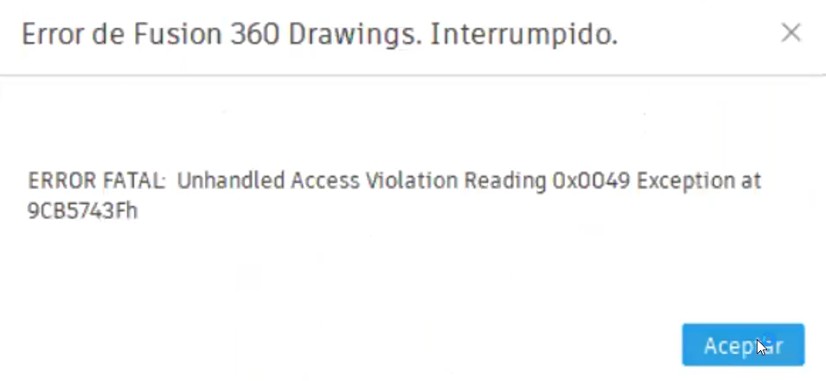 "ERROR FATAL Unhandled Access Violation..." when updating the drawing ...