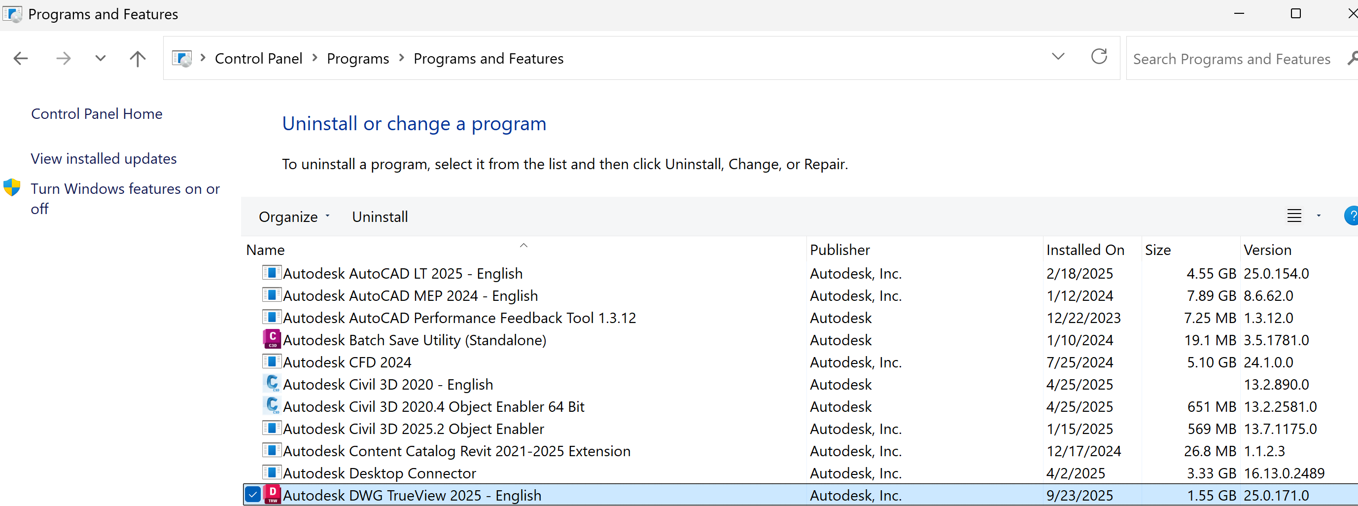 How to tie the Product Version or Build number with the DWG TrueView update