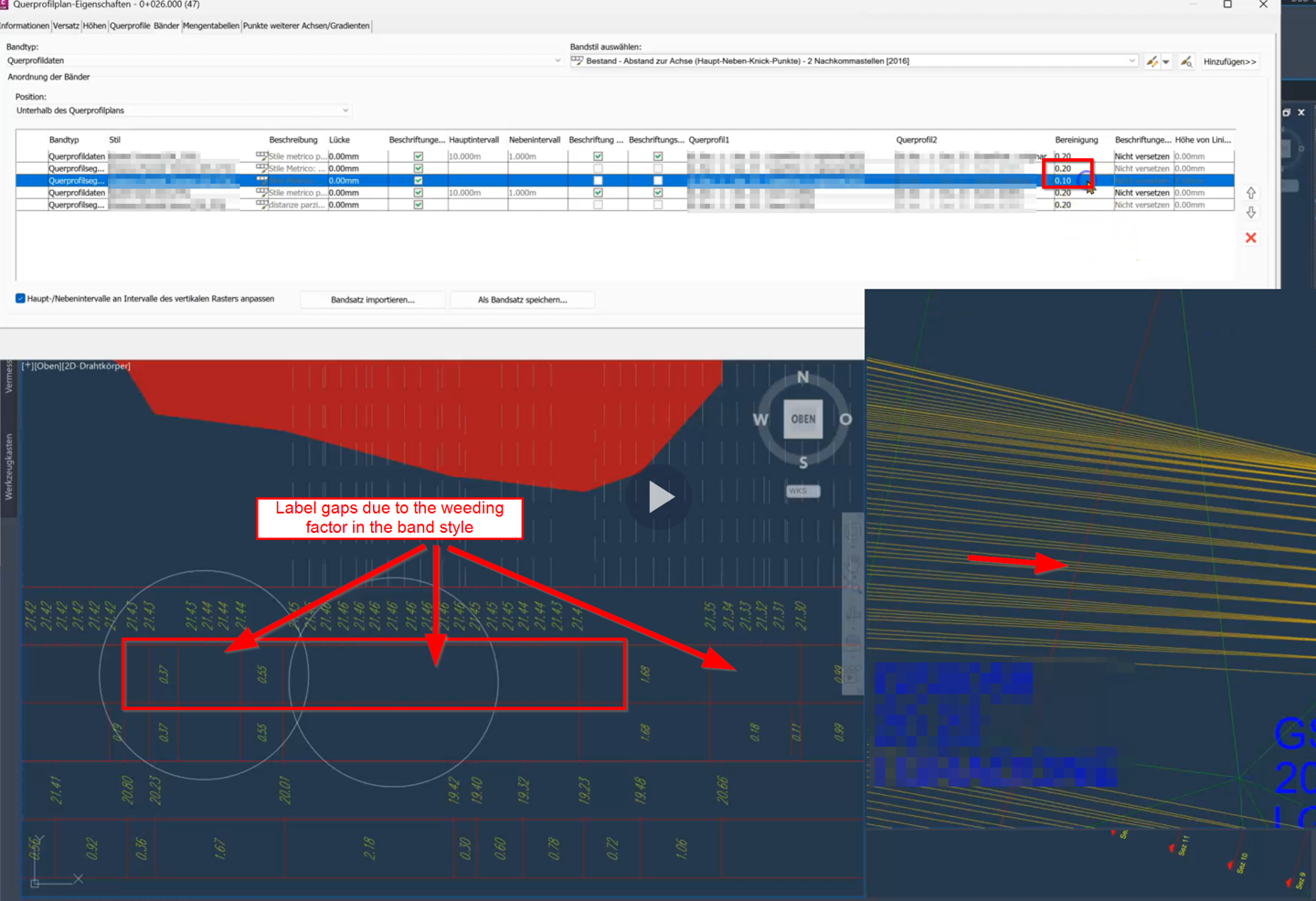 Gaps for labels in the Section View band style for weeded segment ...
