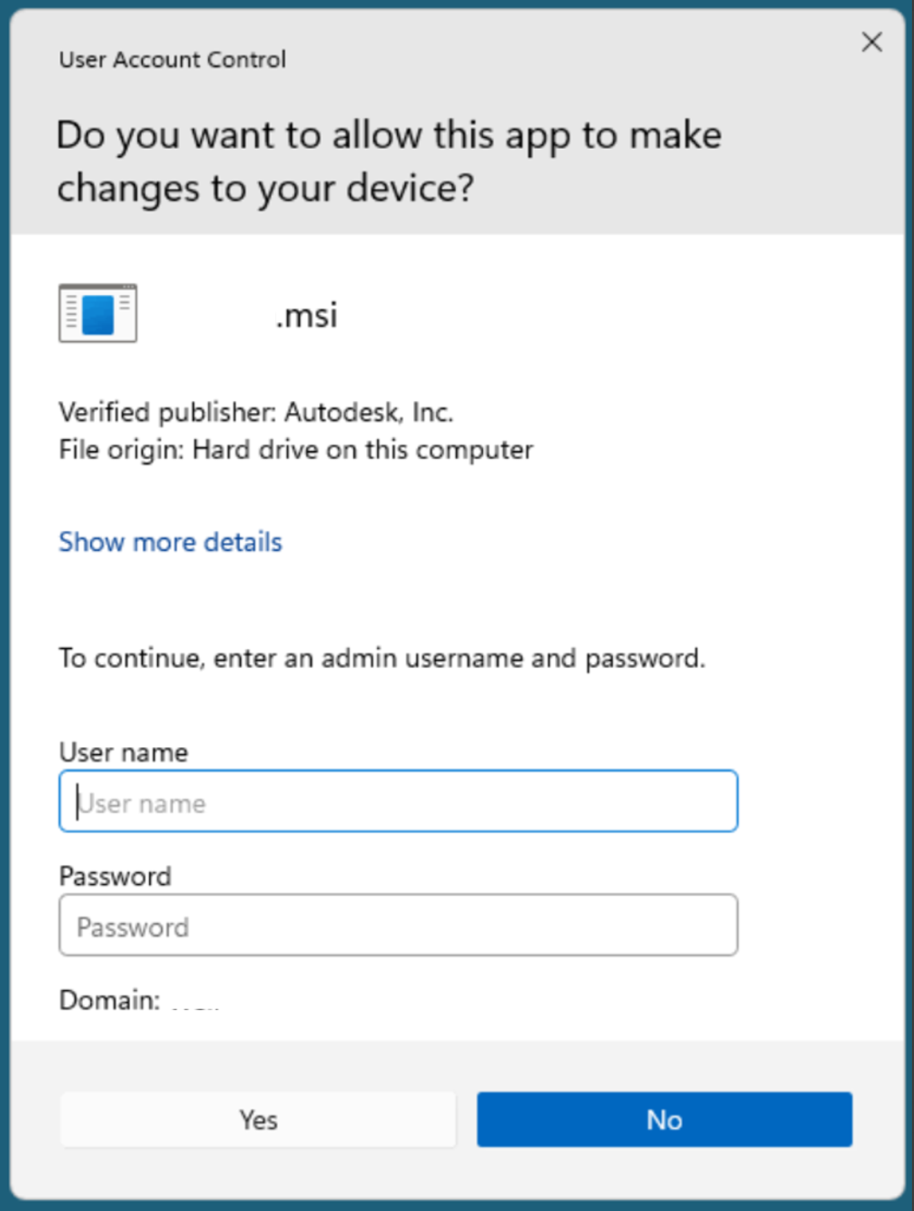 Robot Structural Analysis Professional request admin credentials or give "Error 1730. You must ...