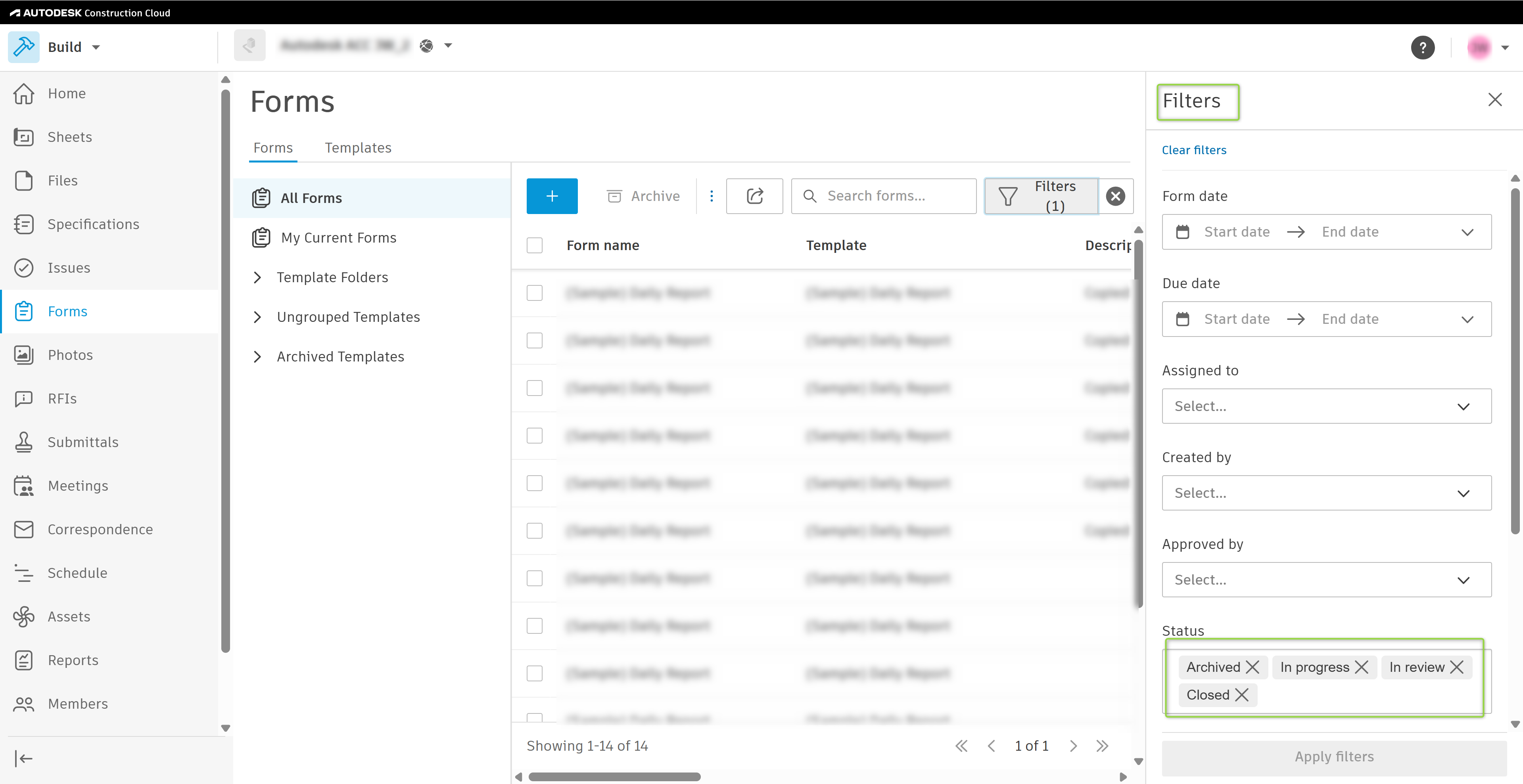 Unable to see Forms archived in ACC