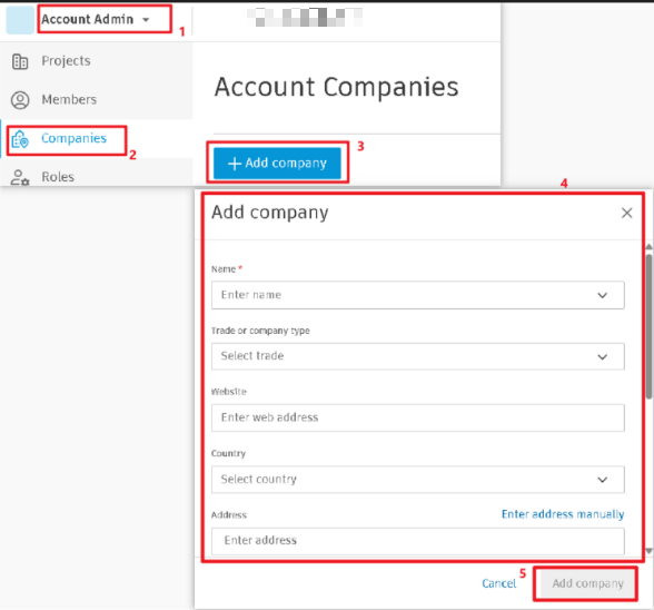 How to add a new Company to an Autodesk Forma account