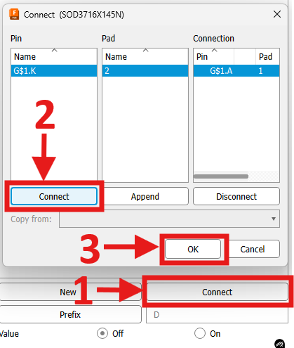 How to connect the pins of the symbol and footprint of custom library ...