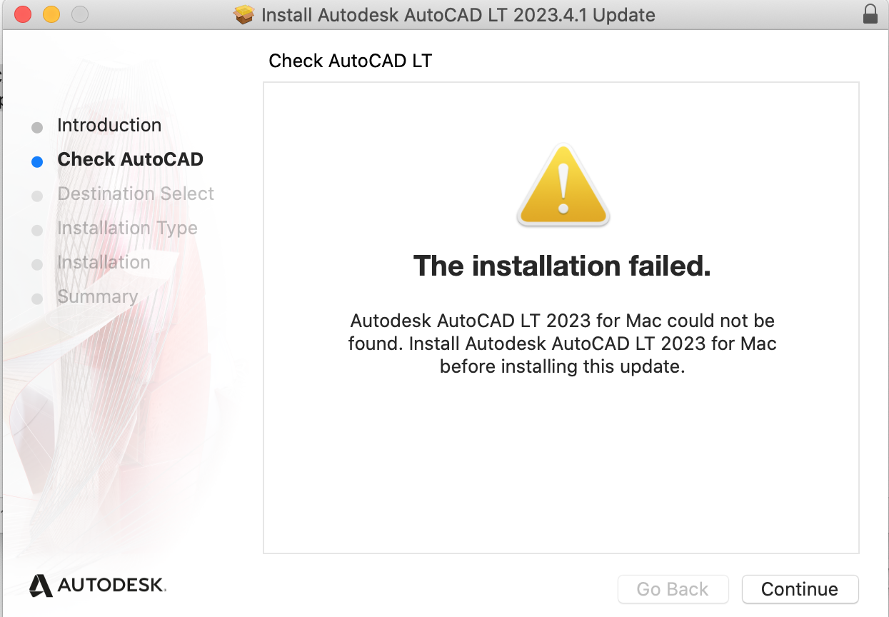 "The installation failed." when installing on macOS