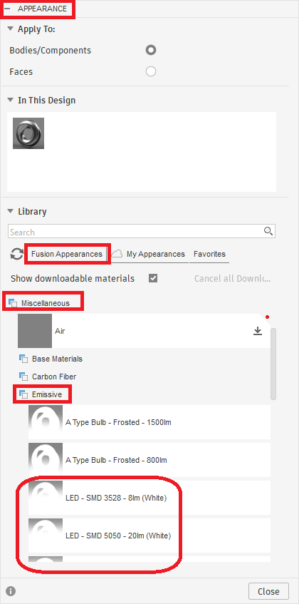 How to simulate and add light sources to a Fusion rendering