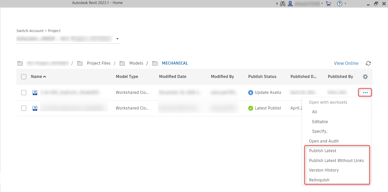 "Manage cloud models" option is missing from Collaborate tab of Revit