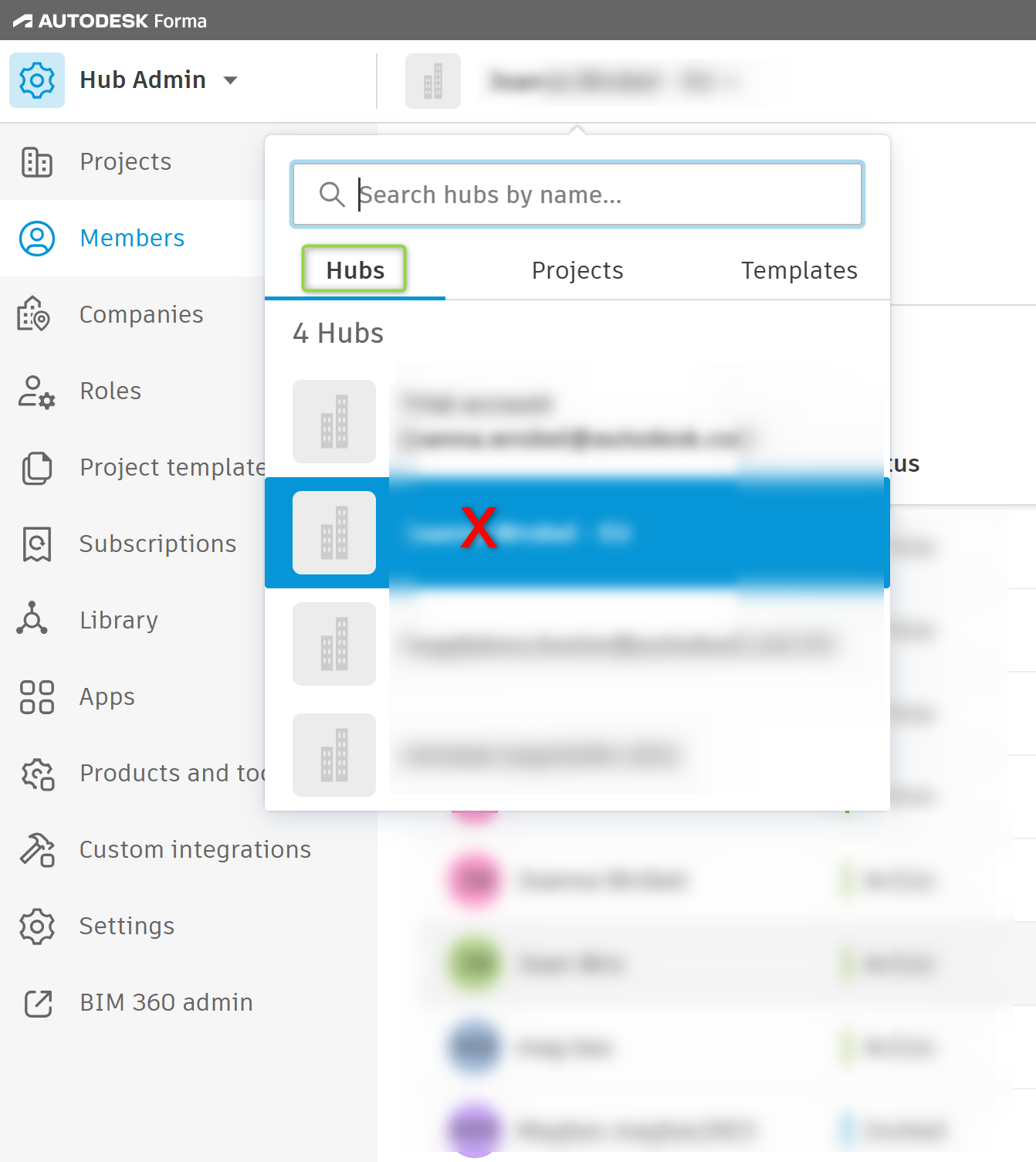 How to delete or deactivate a BIM 360 or Autodesk Forma hub
