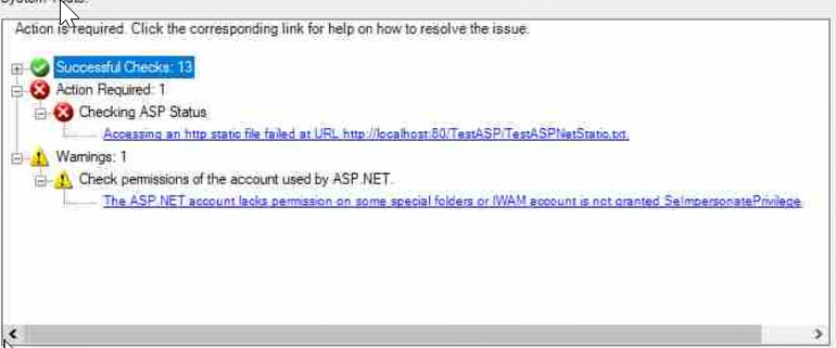 Vault ADMS 系统预检查期间显示“ASP.NET 帐户缺少访问某些特殊文件夹的权限，或未授予 IWAM 帐户模拟权限”