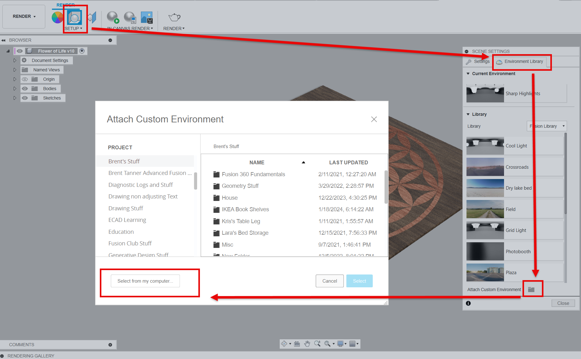 如何在 Fusion 中添加自定义渲染环境