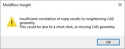 "Insufficient correlation to warp results to neighbouring CAD.." when exporting to CAD in Moldflow