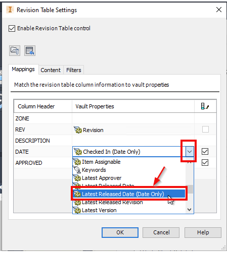 How to hide time stamp in date of Vault revision table in Inventor?