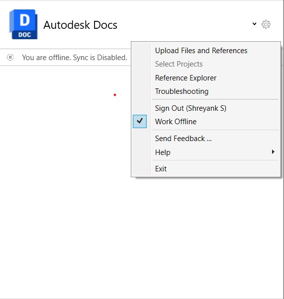 "You are offline. Sync is Disabled." is displayed in Desktop Connector.