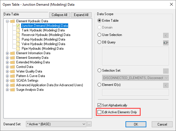 How to edit inactive elements with the DB Editor in InfoWater Pro