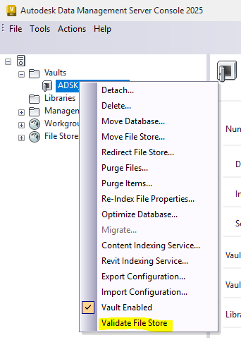 What is the quickest way to validate a Vaults Filestore?