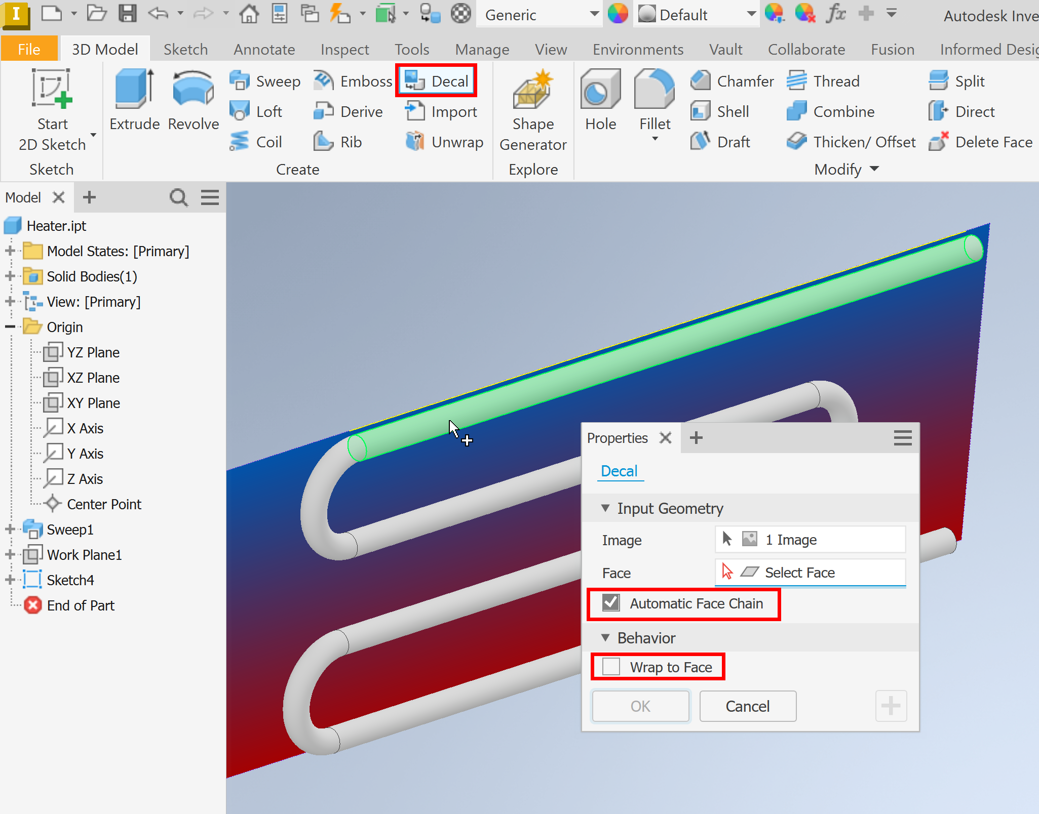 How to apply a gradient color appearance to an Inventor model