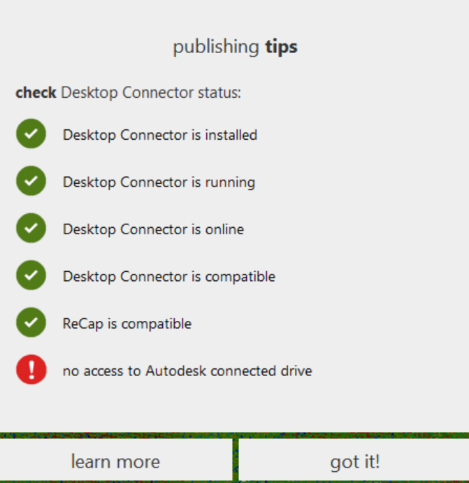 "ReCap Pro에서 메쉬로 스캔, 게시 또는 3D 작성을 사용할 때 ""연결된 드라이브에 액세스할 수 없음"" 오류 발생"