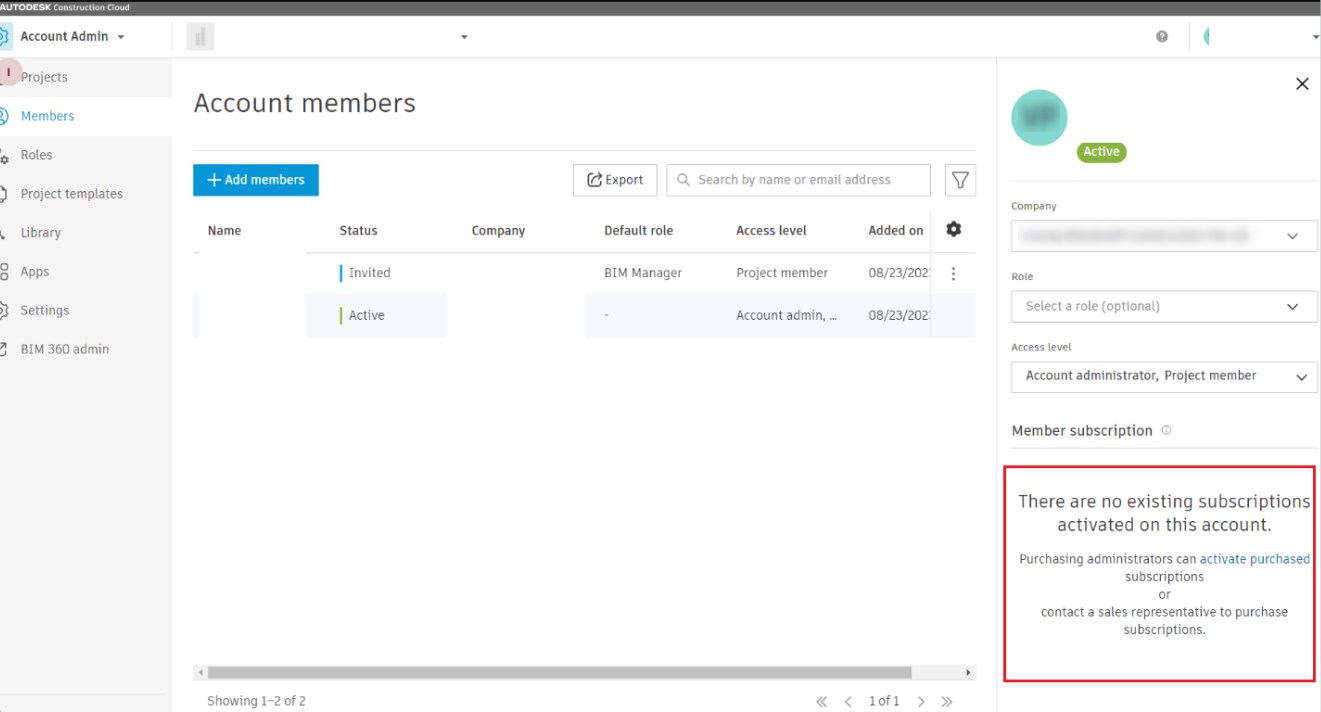 "There are no existing subscriptions activated on this account" message displayed when trying to ...