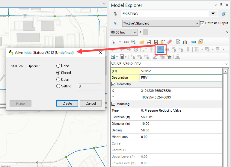 How to understand Valve Setting and Initial Status in InfoWater Pro