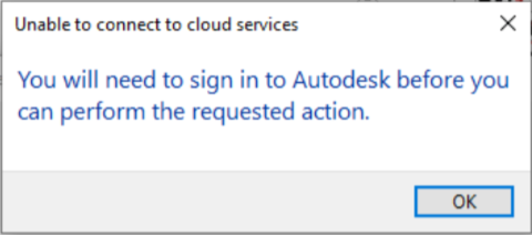 "Unauthenticated user" message appears when working in Revit