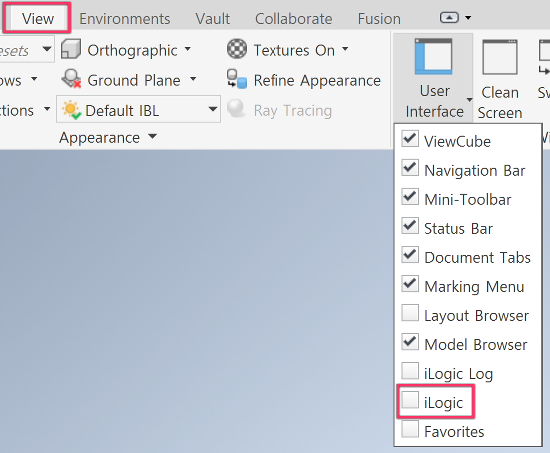 How to display iLogic Browser in Inventor