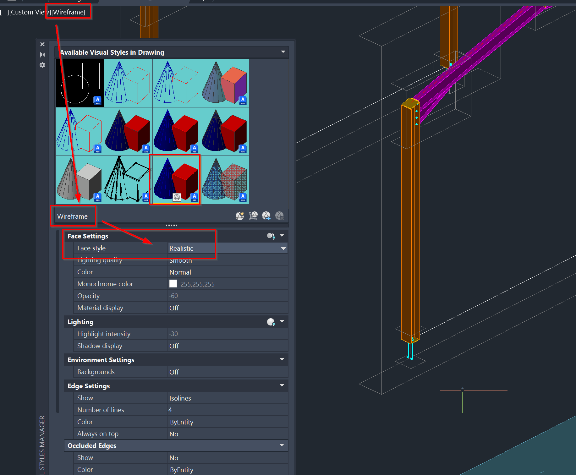 Objects not shaded when using 3D Orbit in the model in Advance Steel