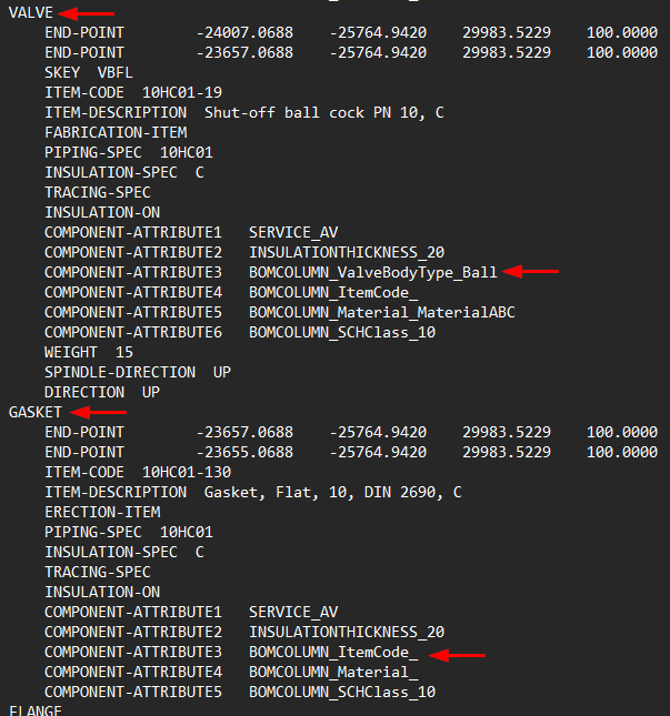 AutoCAD Plant 3D の PCF ファイル出力でのコンポーネント属性の変更順序