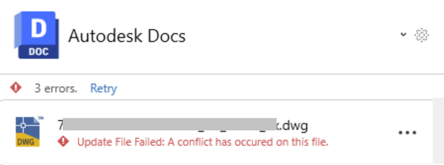 "Update file failed" shows in Desktop Connector Home without working with listed file