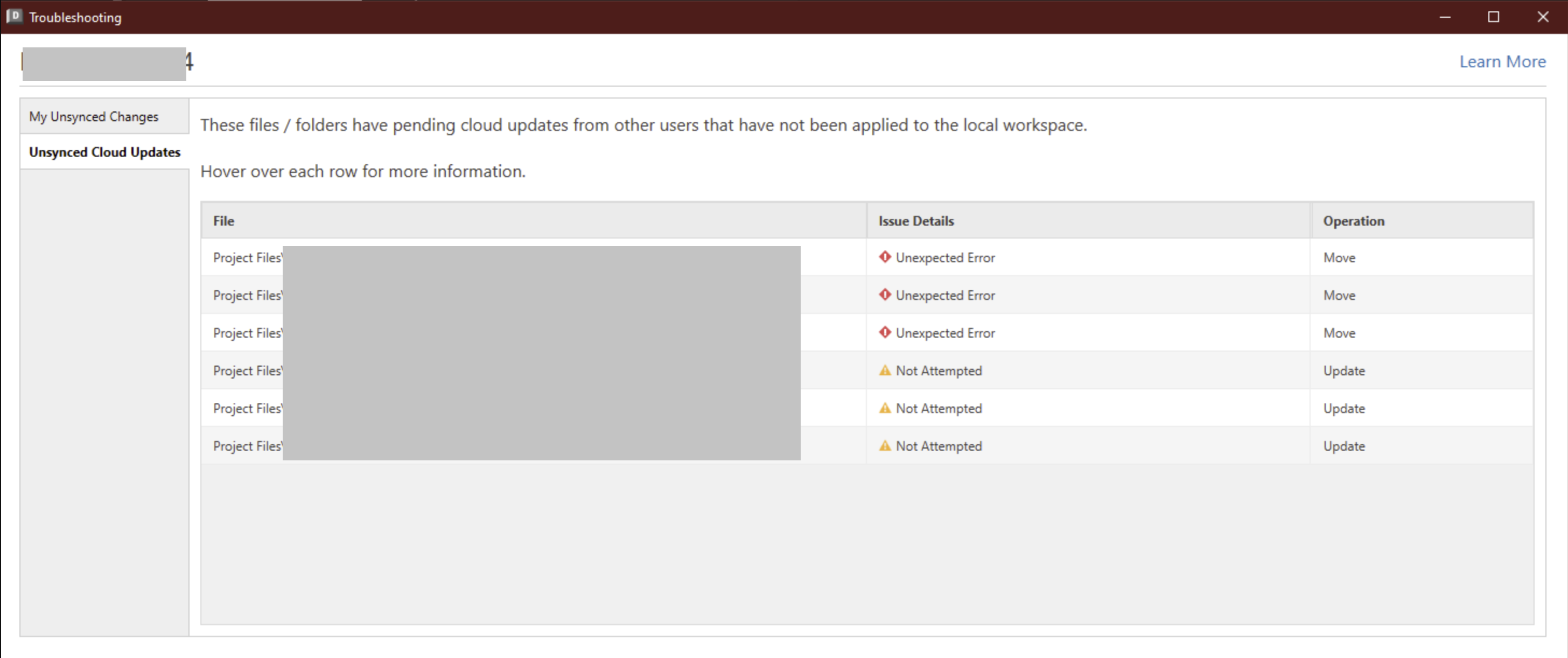 "Update file failed" shows in Desktop Connector Home without working ...