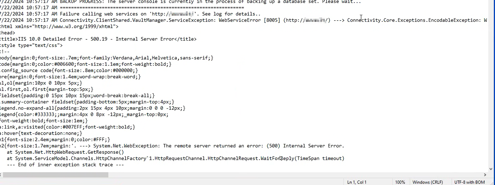Vault Management Console の[管理]にアクセスしようとしたとき、または Vault を有効にしようとしたときに、「localhost でデータ管理サービスが見つかりませ ...