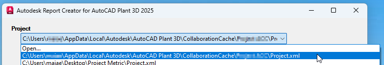 How To Open A Collaboration Project In The Report Creator Of Autocad Plant 3d