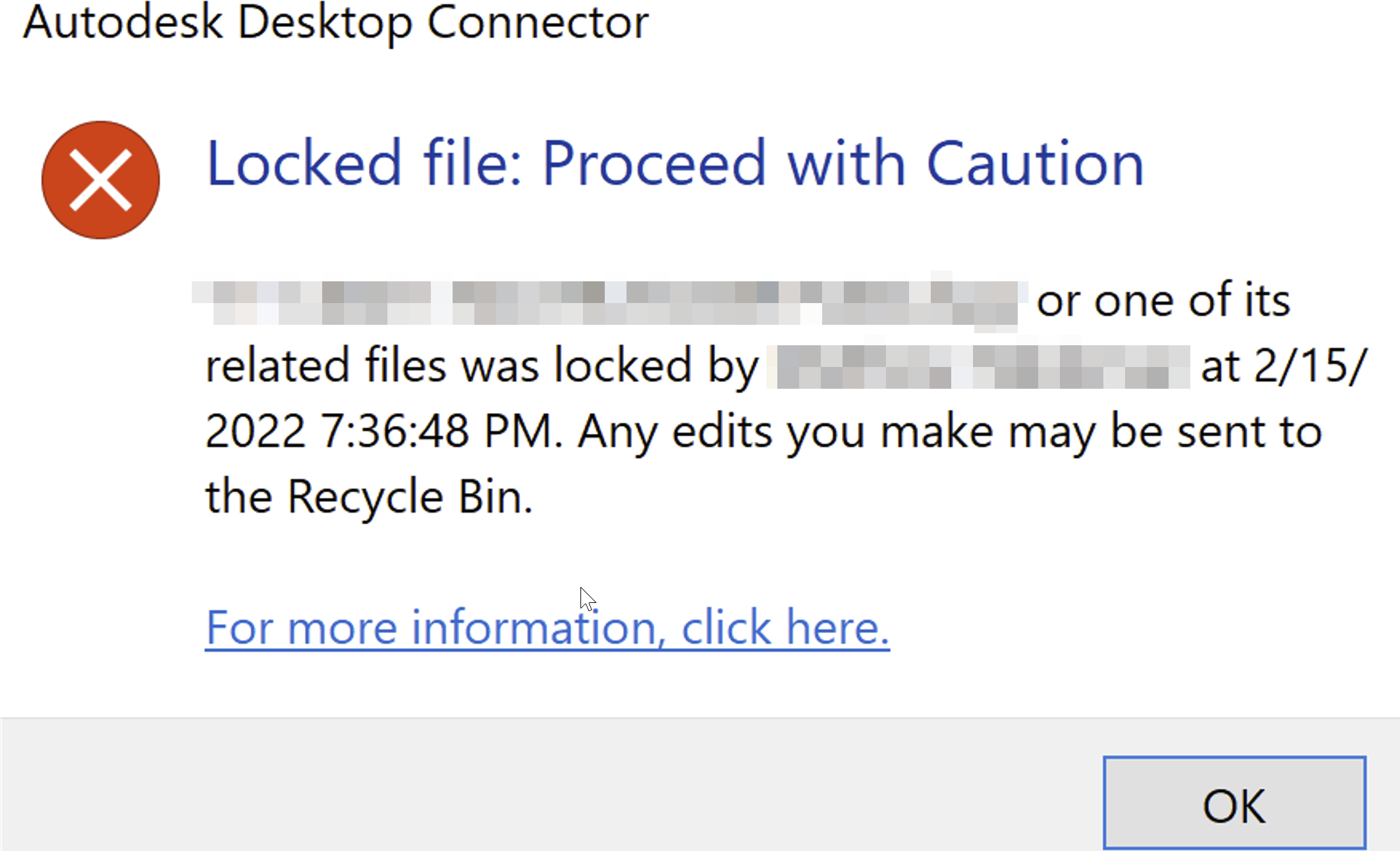 "Locked File: Proceed with Caution" when opening an AutoCAD file saved ...