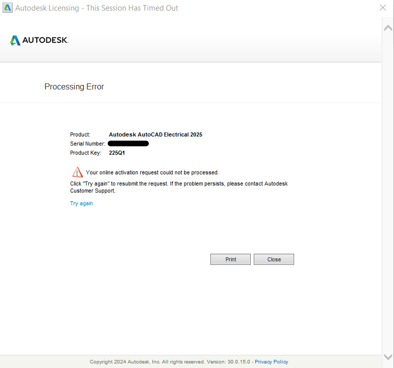 Education Plan: "Your online activation request could not be processed" during serial number ...