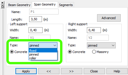 Unable to set a "Fixed" type of support for an RC Beam in Robot ...