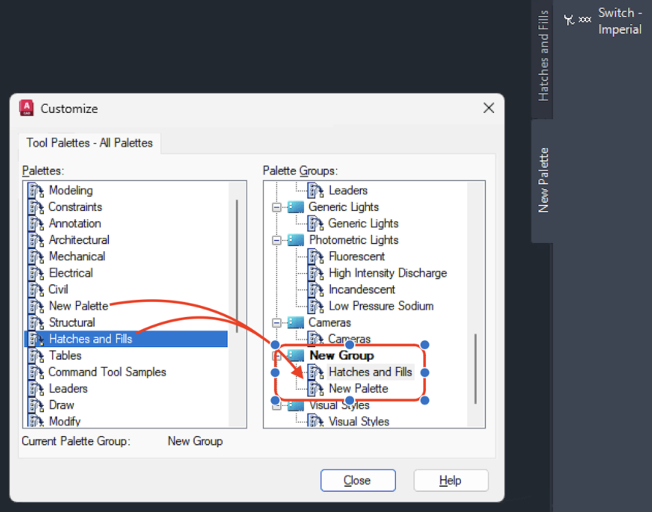 How to hide some Tool Palette tabs in AutoCAD products
