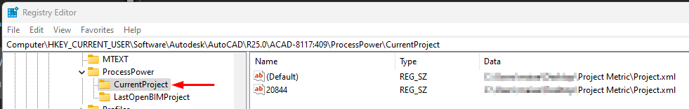 The LastOpenBIMProject registry key does not update when loading ...