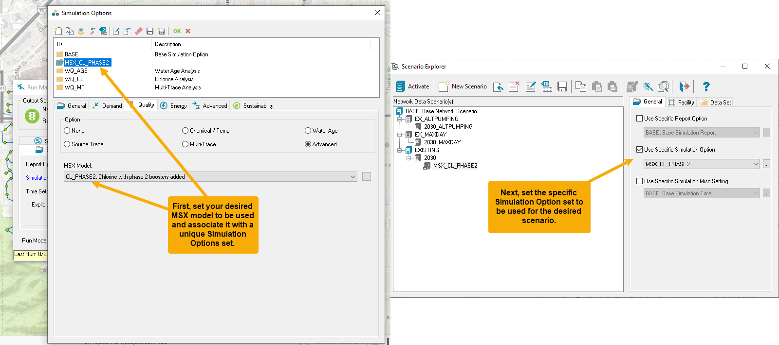 InfoWater Pro MSX 모델을 사용한 시나리오 관리