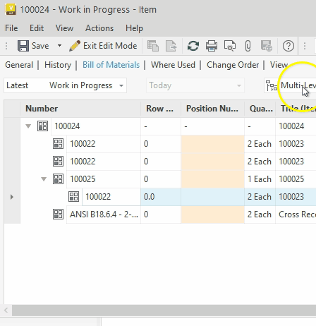 Items with same part number have multiple rows in Vault BOM
