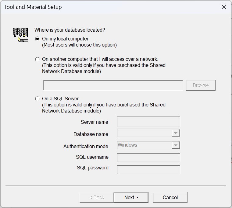 Every time FeatureCAM is opened it asks to initialize the tool database.